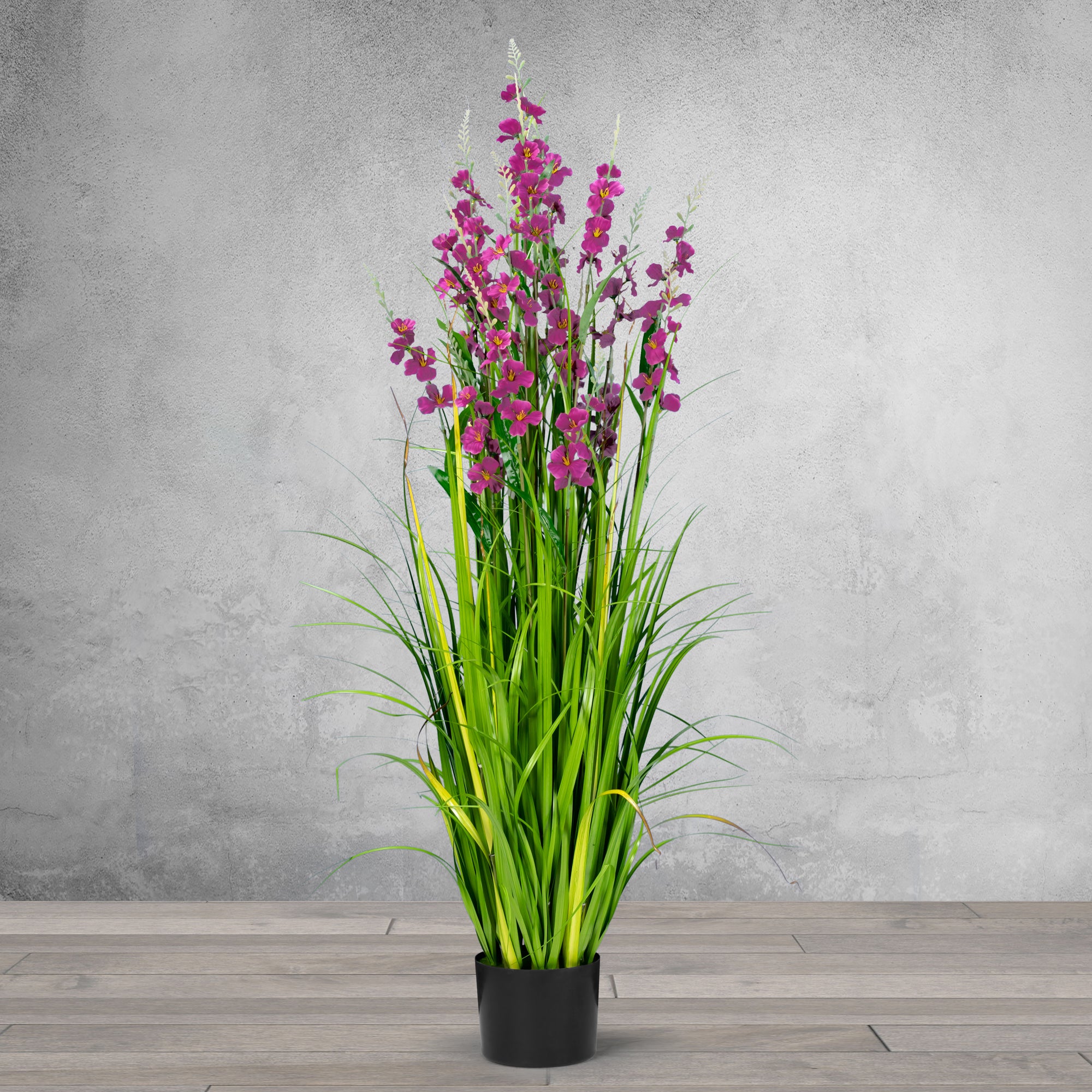 5 Feet High Artificial Reed with Decorative Dark Mauve Flowers ...